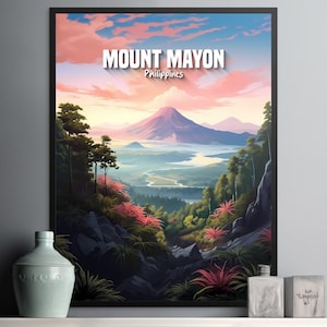Stunning Mount Mayon Wall Art Print, Philippines Landscape Art for Home ...