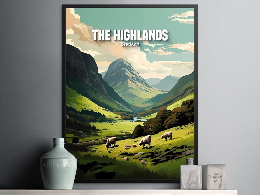 The Highlands Wall Art Print, Beautiful Landscape Art of Scotland's ...