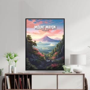 Stunning Mount Mayon Wall Art Print, Philippines Landscape Art for Home ...