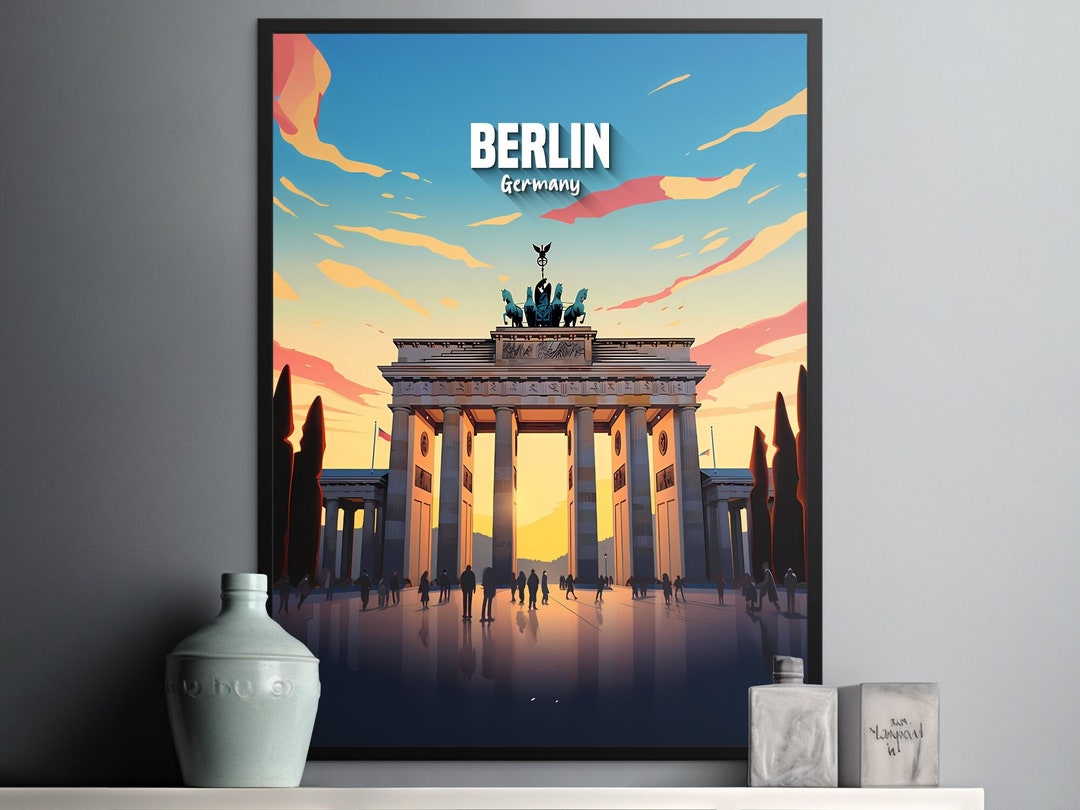 Berlin Germany Wall Art Print, Vintage Style Poster of Brandenburg Gate ...