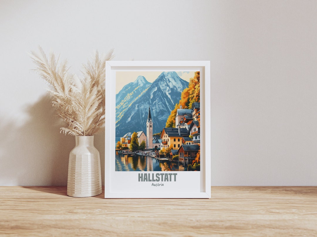 Hallstatt Austria Wall Art Print, Austrian Village Scenic Artwork ...