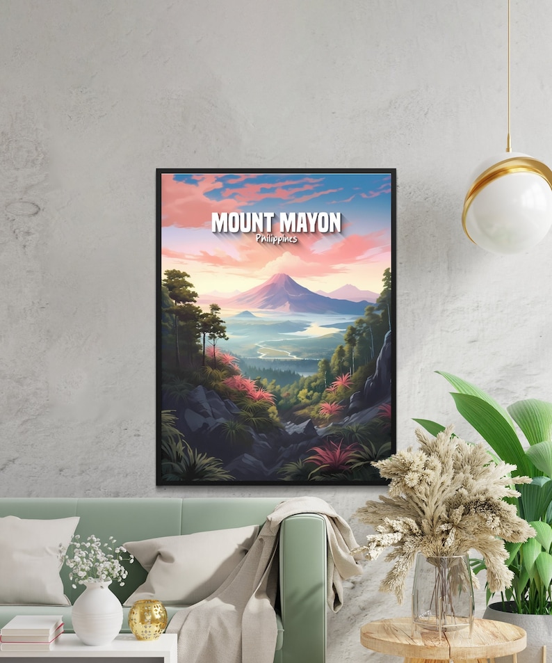 Stunning Mount Mayon Wall Art Print, Philippines Landscape Art for Home ...