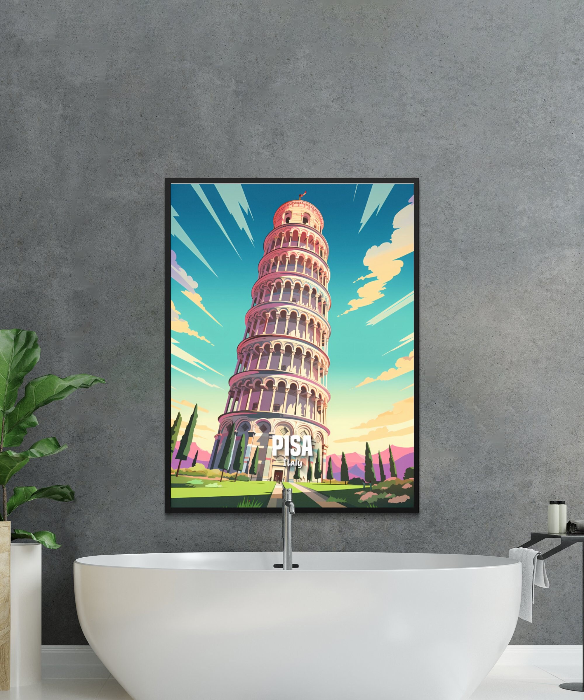 Travel Poster Leaning Tower of Pisa Print Italy Birthday Gift Wall Art ...