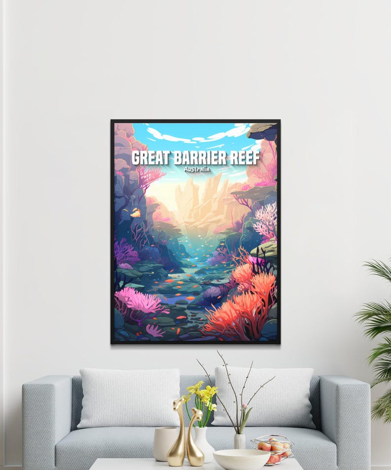 Great Barrier Reef Wall Art, Vibrant Coral Reef Print, Australia Ocean ...
