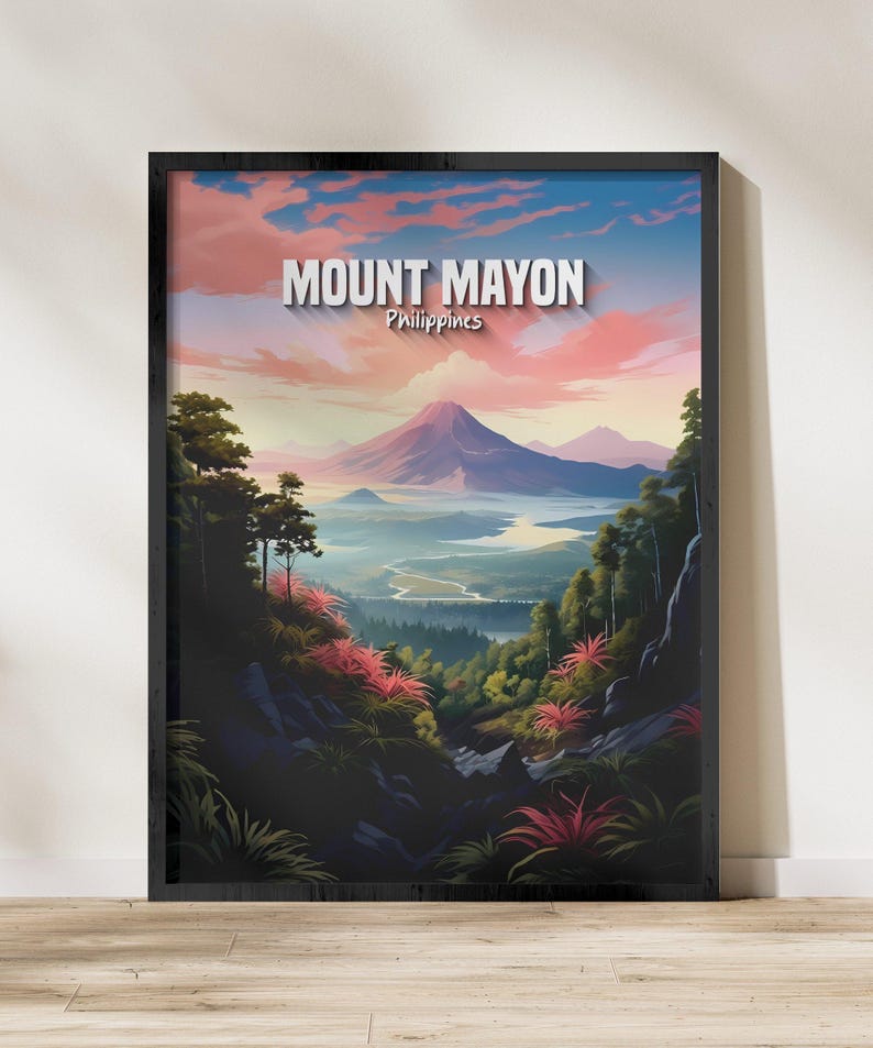 Stunning Mount Mayon Wall Art Print, Philippines Landscape Art for Home ...