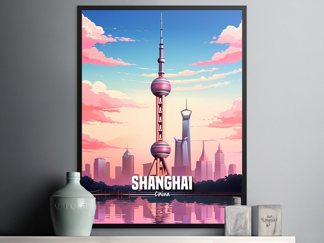 Vibrant Shanghai Skyline Art Print With Modern Design for Home Decor ...