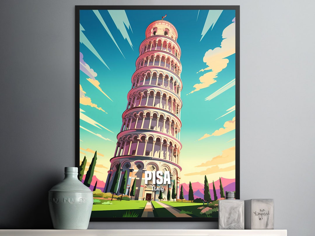 Travel Poster Leaning Tower of Pisa Print Italy Birthday Gift Wall Art ...