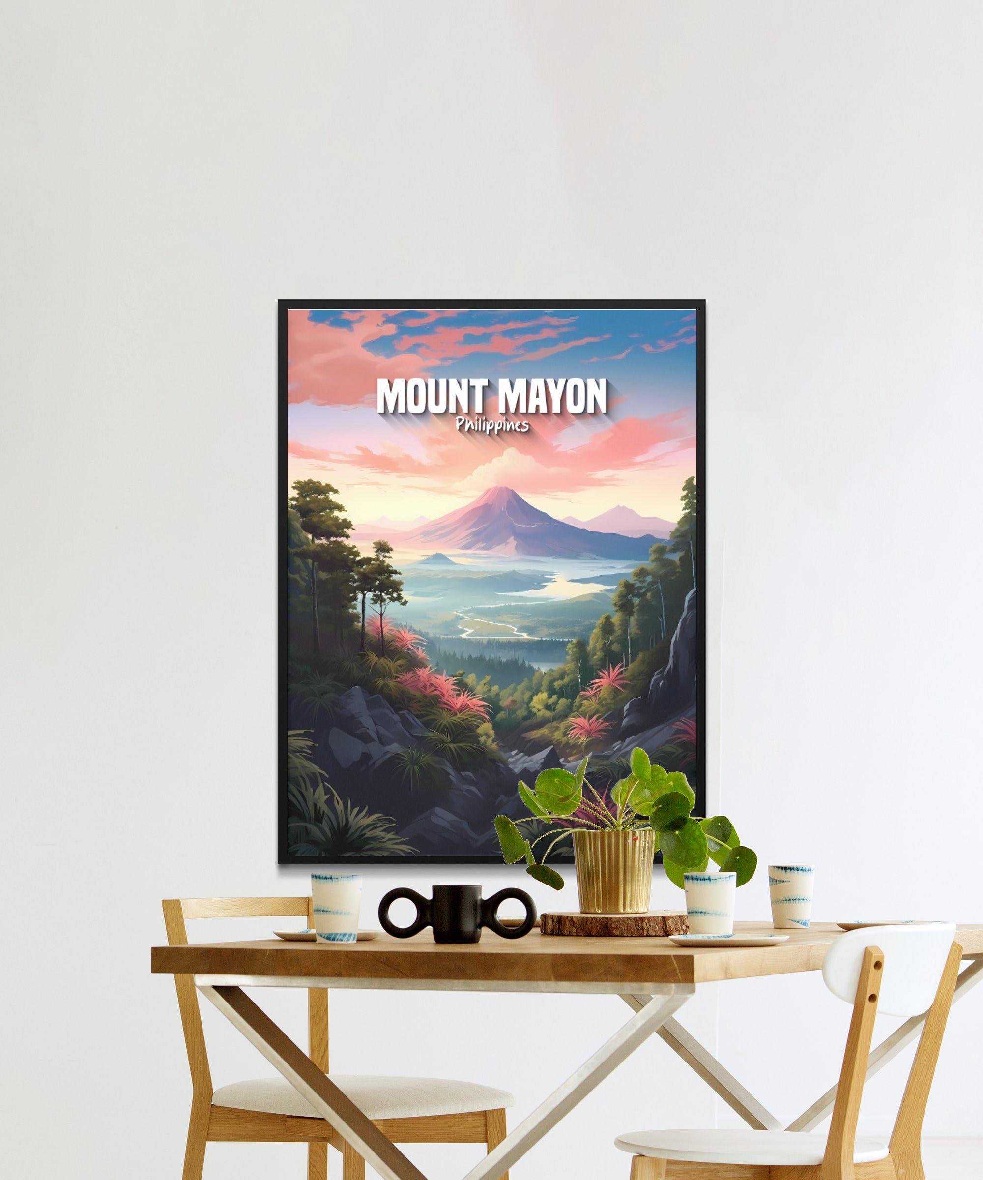 Stunning Mount Mayon Wall Art Print, Philippines Landscape Art for Home ...