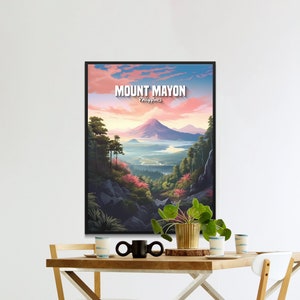Stunning Mount Mayon Wall Art Print, Philippines Landscape Art for Home ...