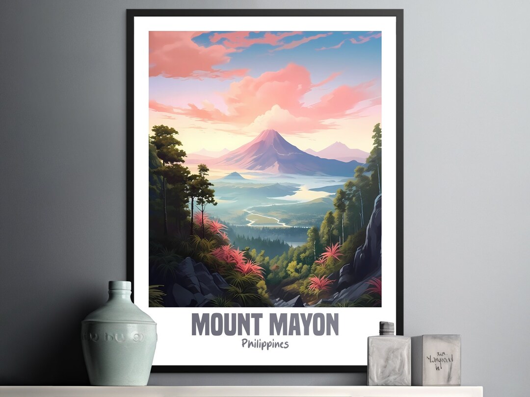 Mount Mayon Wall Art Print, Landscape Poster of Philippine Volcano ...