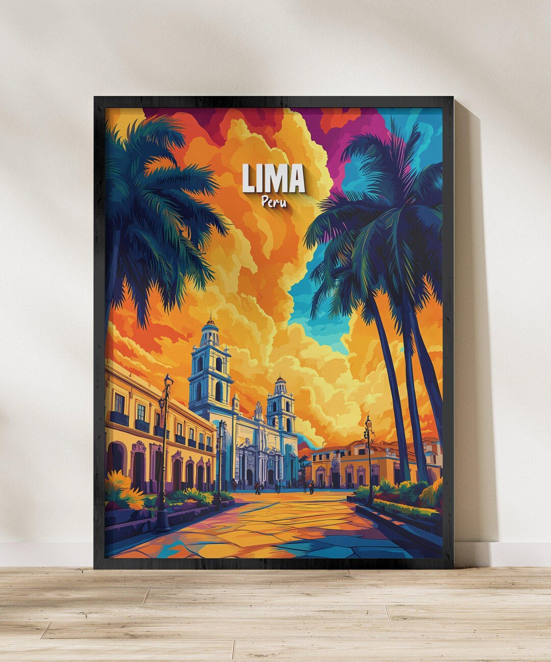 Lima Peru Landscape Wall Art, Vibrant Cityscape Print, Sunset Urban ...