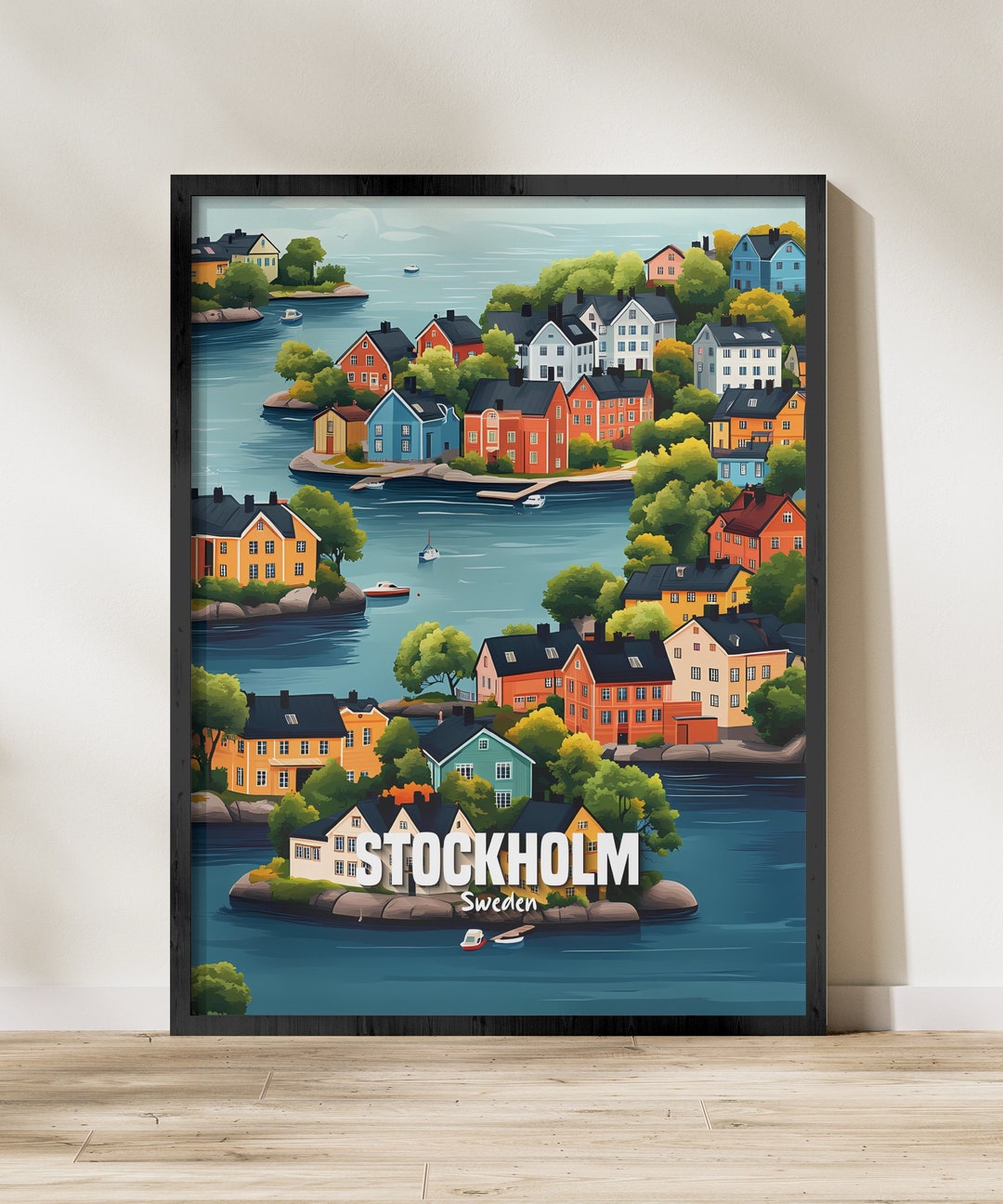 Scandinavian Print Sweden Wall Art Stockholm Poster Nordic Decor ...