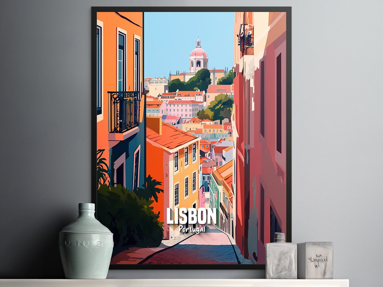 Lisbon Portugal Wall Art, Lisbon Street View Print, Travel Poster Wall ...