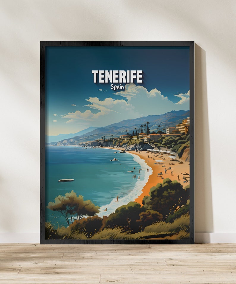 Vintage Tenerife Beach Poster Art Print - Tropical Scenic Wall Decor ...