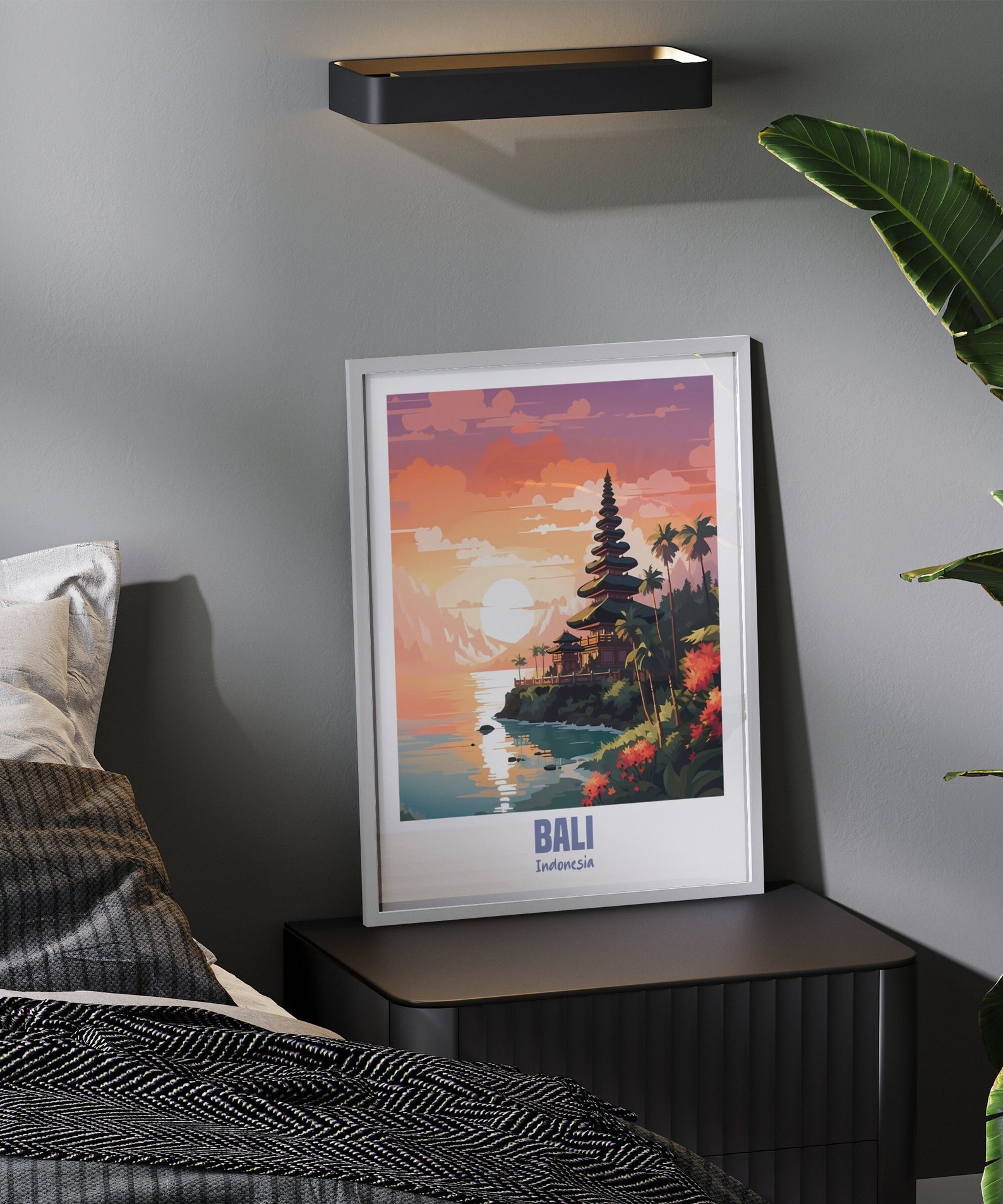 Beautiful Bali Landscape Wall Art Print, Sunset Over Ocean With ...