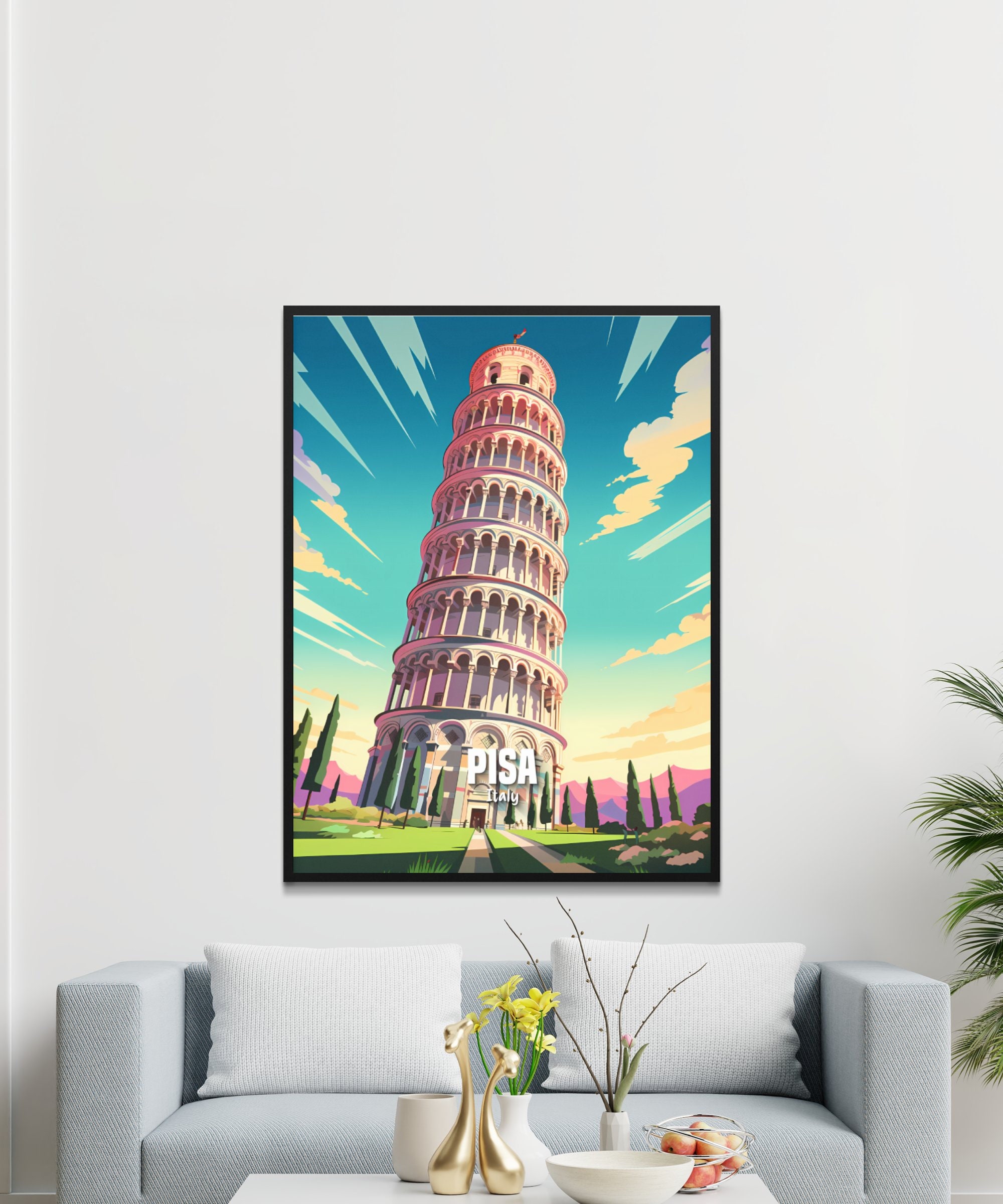 Travel Poster Leaning Tower of Pisa Print Italy Birthday Gift Wall Art ...
