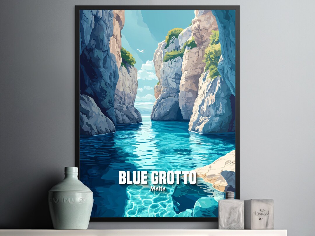 Blue Grotto Malta Wall Art Coastal Cliff Seascape Blue Waters Nature ...