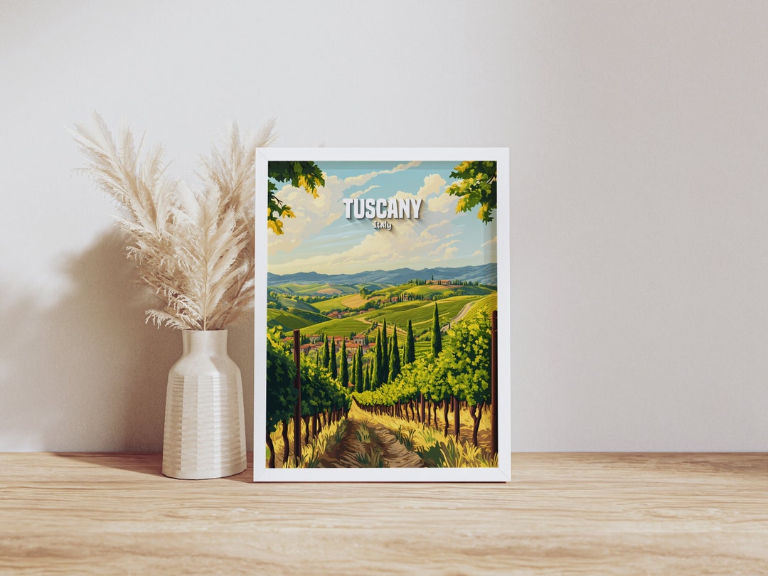 Tuscany Italy Landscape Wall Art, Scenic Vineyard Print, Italian ...