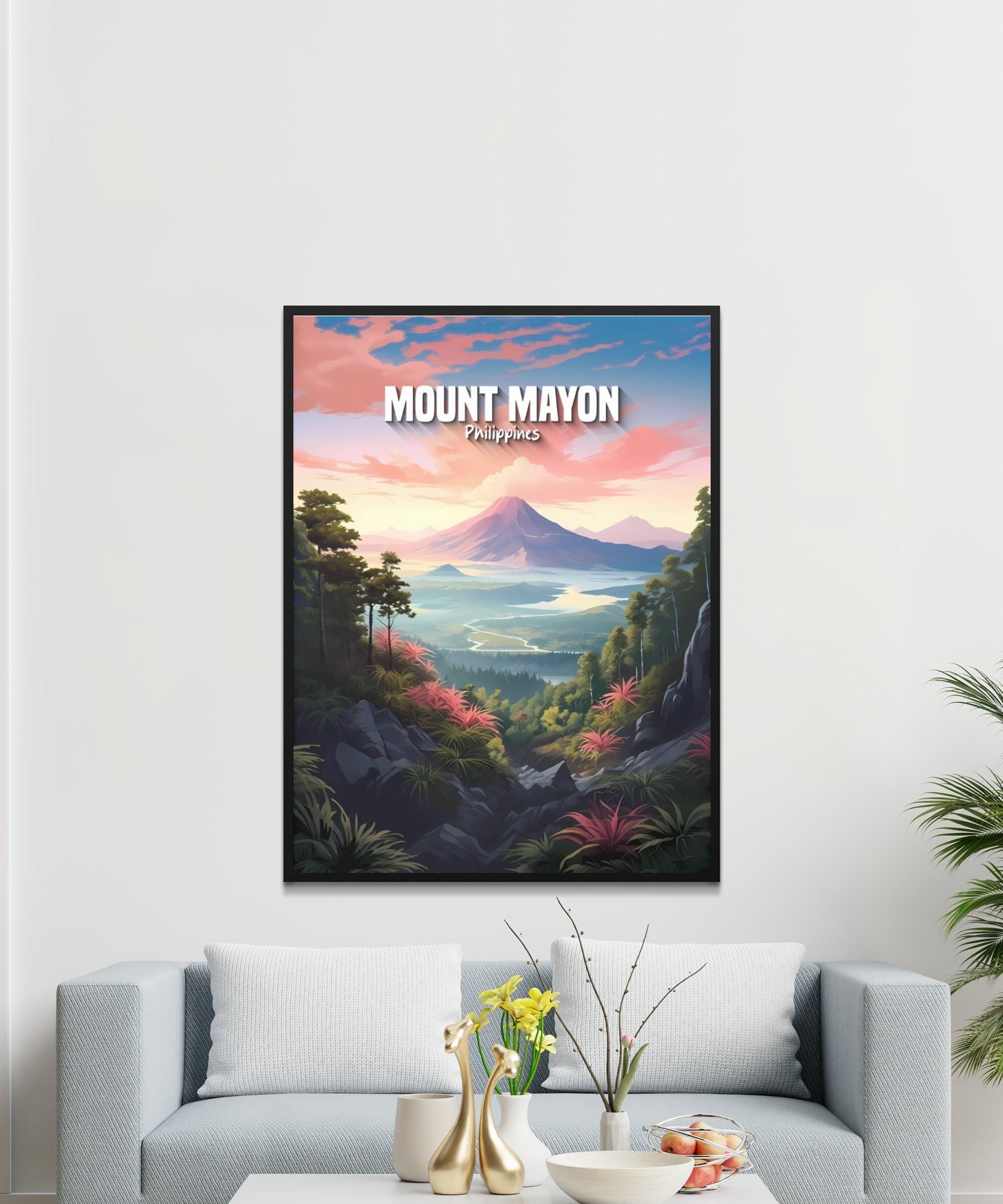Stunning Mount Mayon Wall Art Print, Philippines Landscape Art for Home ...