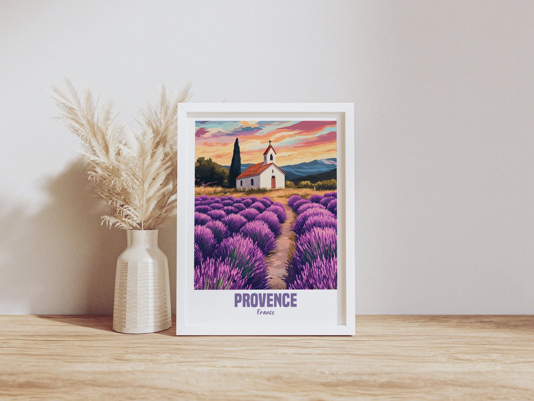 Provence France Wall Art Print, Lavender Field Landscape Poster, French ...