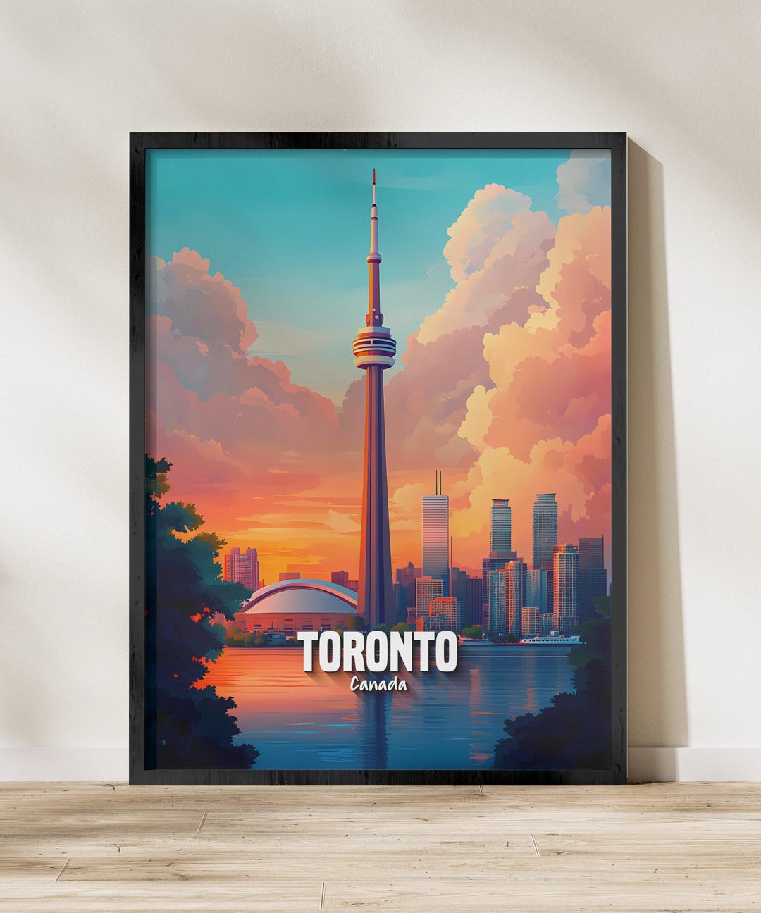 Toronto City Skyline Wall Art, Colorful Canada Poster Print, Modern ...
