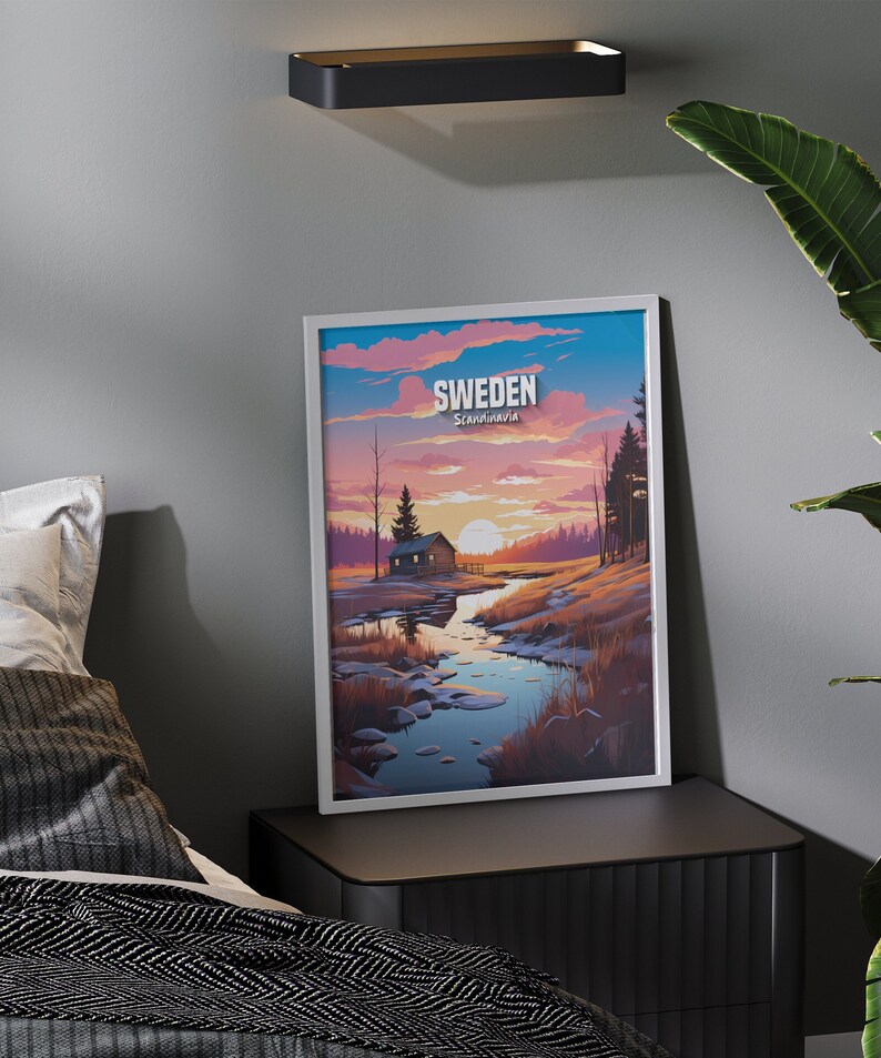 Stunning Sweden Wall Art, Colorful Scandinavian Poster With Nature and ...