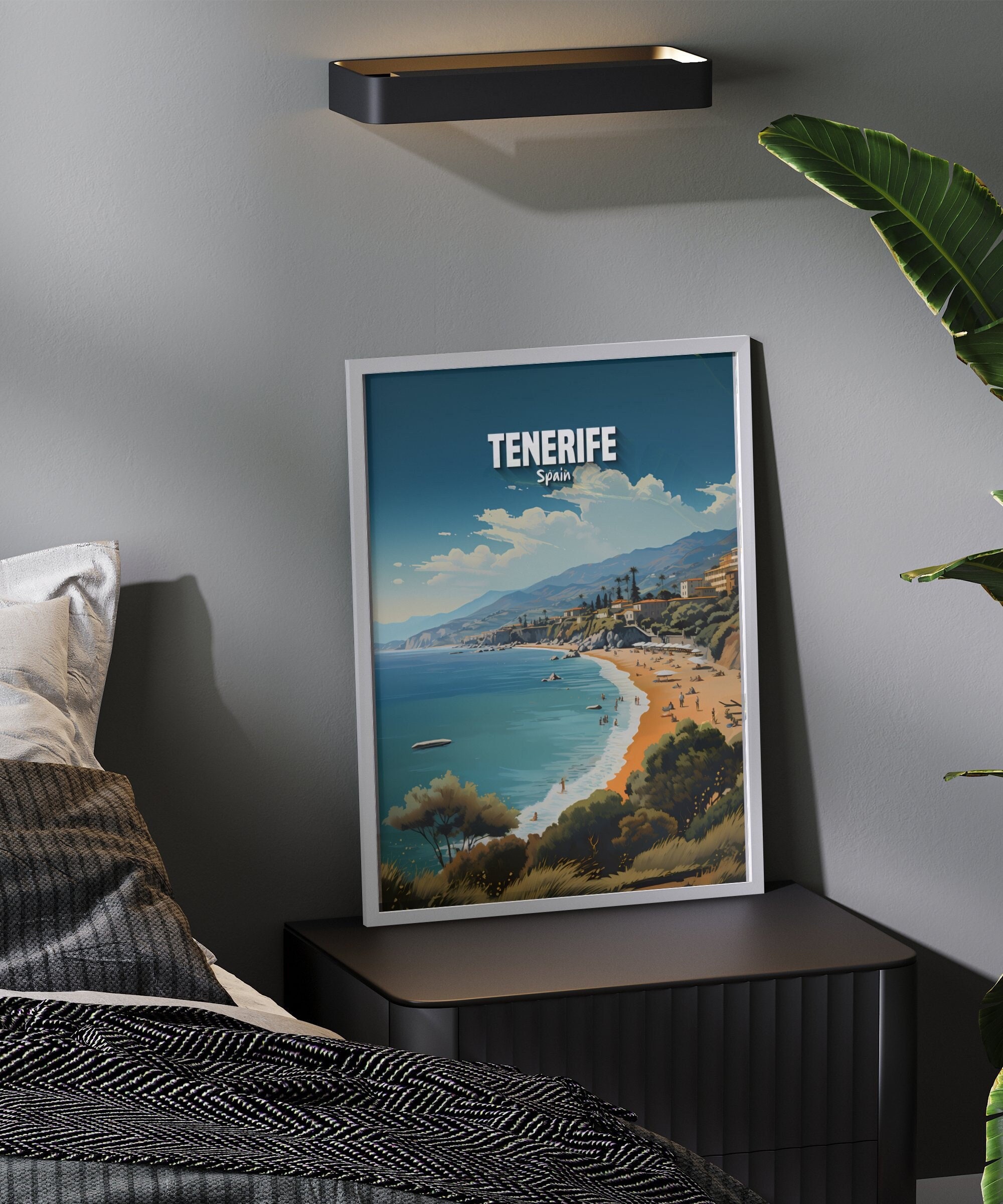 Vintage Tenerife Beach Poster Art Print - Tropical Scenic Wall Decor ...