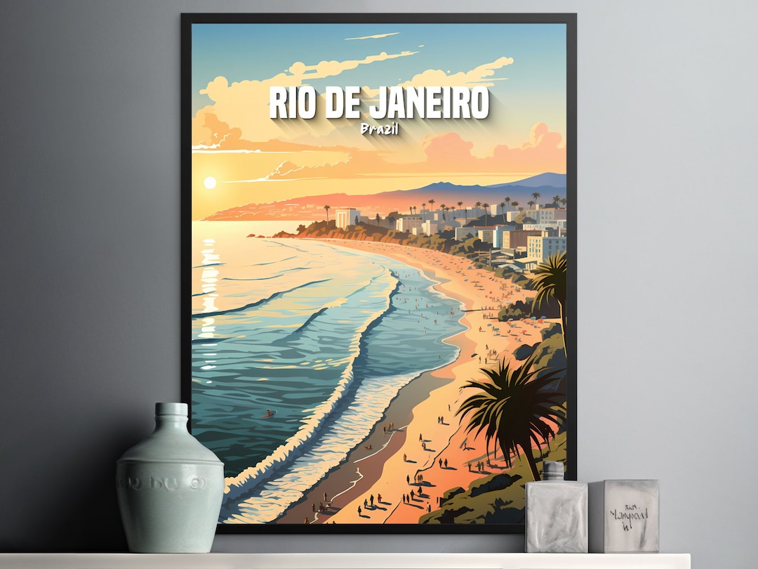 Travel Poster Rio De Janeiro Brazil Copacabana Print Birthday Gift Wall ...