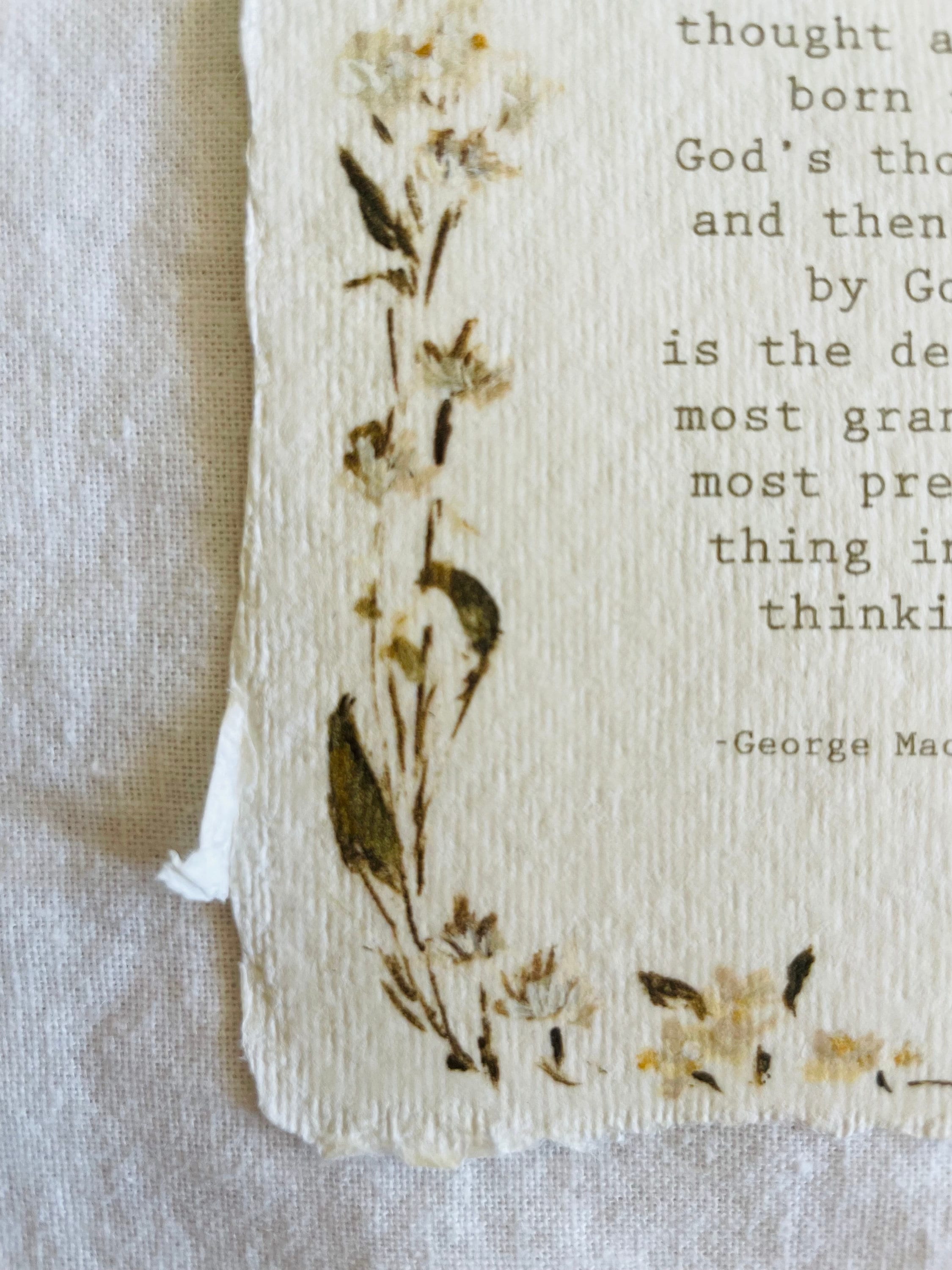 Floral Wreath Art Print With Quote | Handmade Paper Print ...
