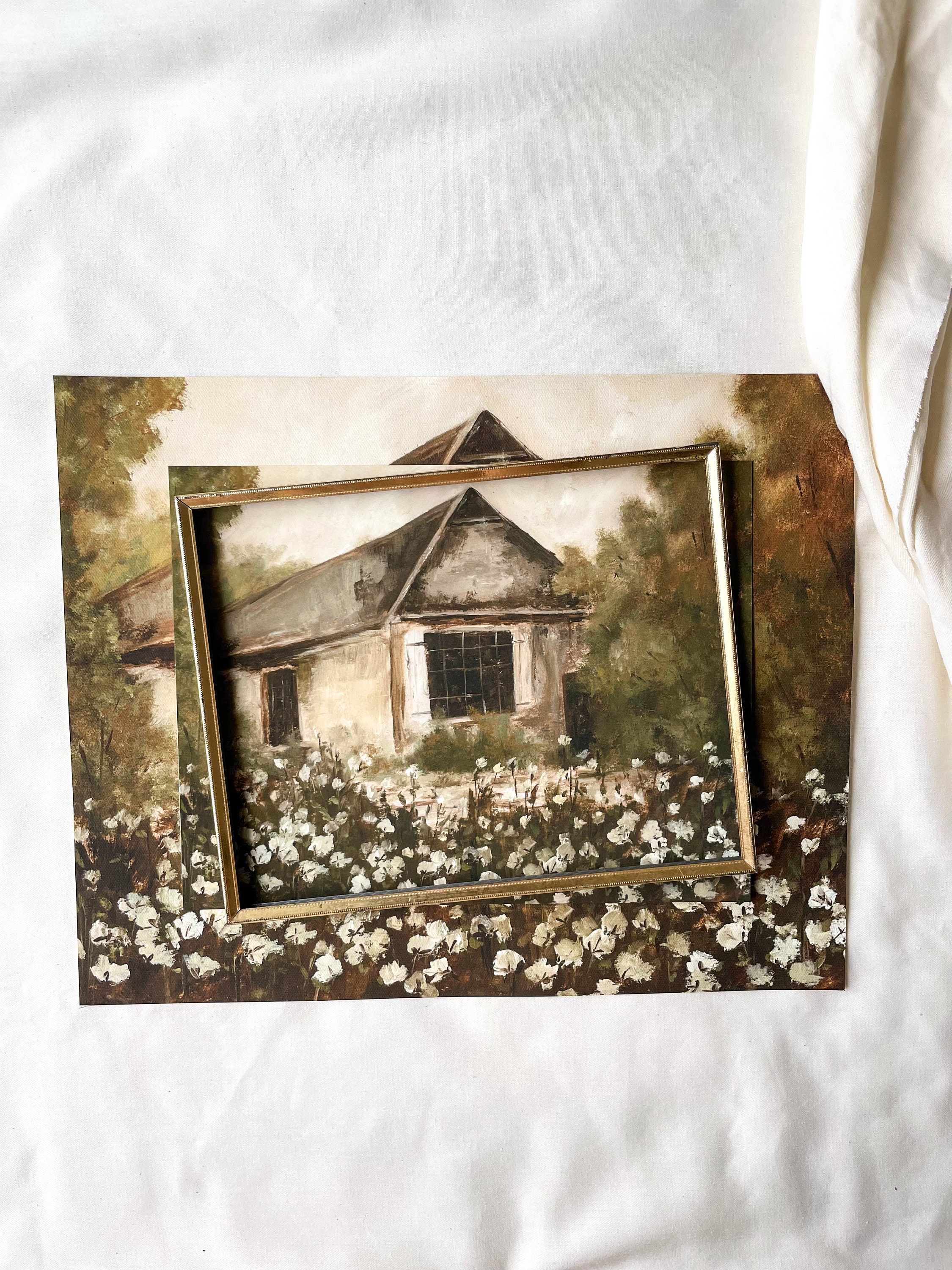 Cotton Field Art Print Oil Painting Cotton Paper Art Print Museum Grade ...