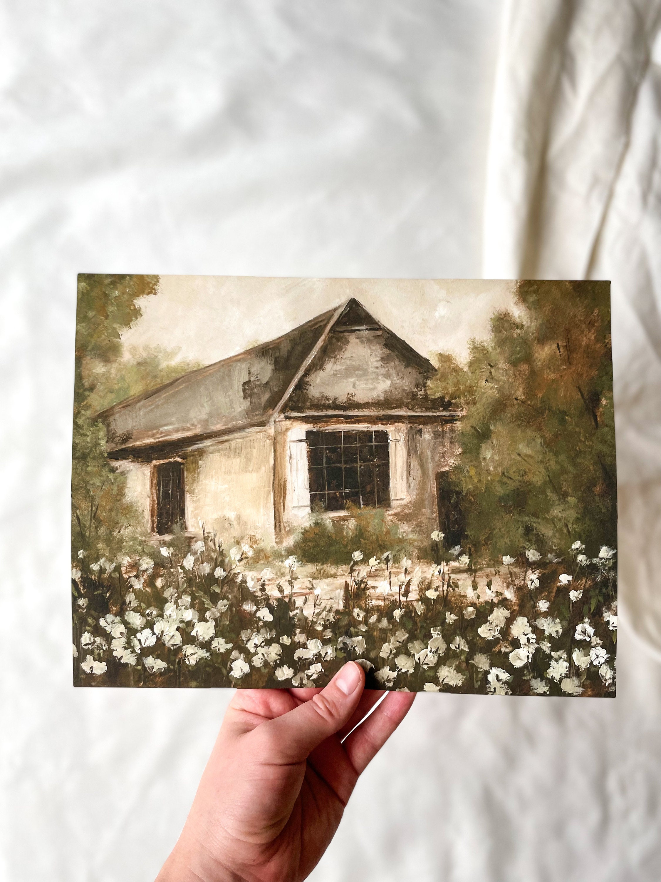 Cotton Field Art Print Oil Painting Cotton Paper Art Print Museum Grade ...