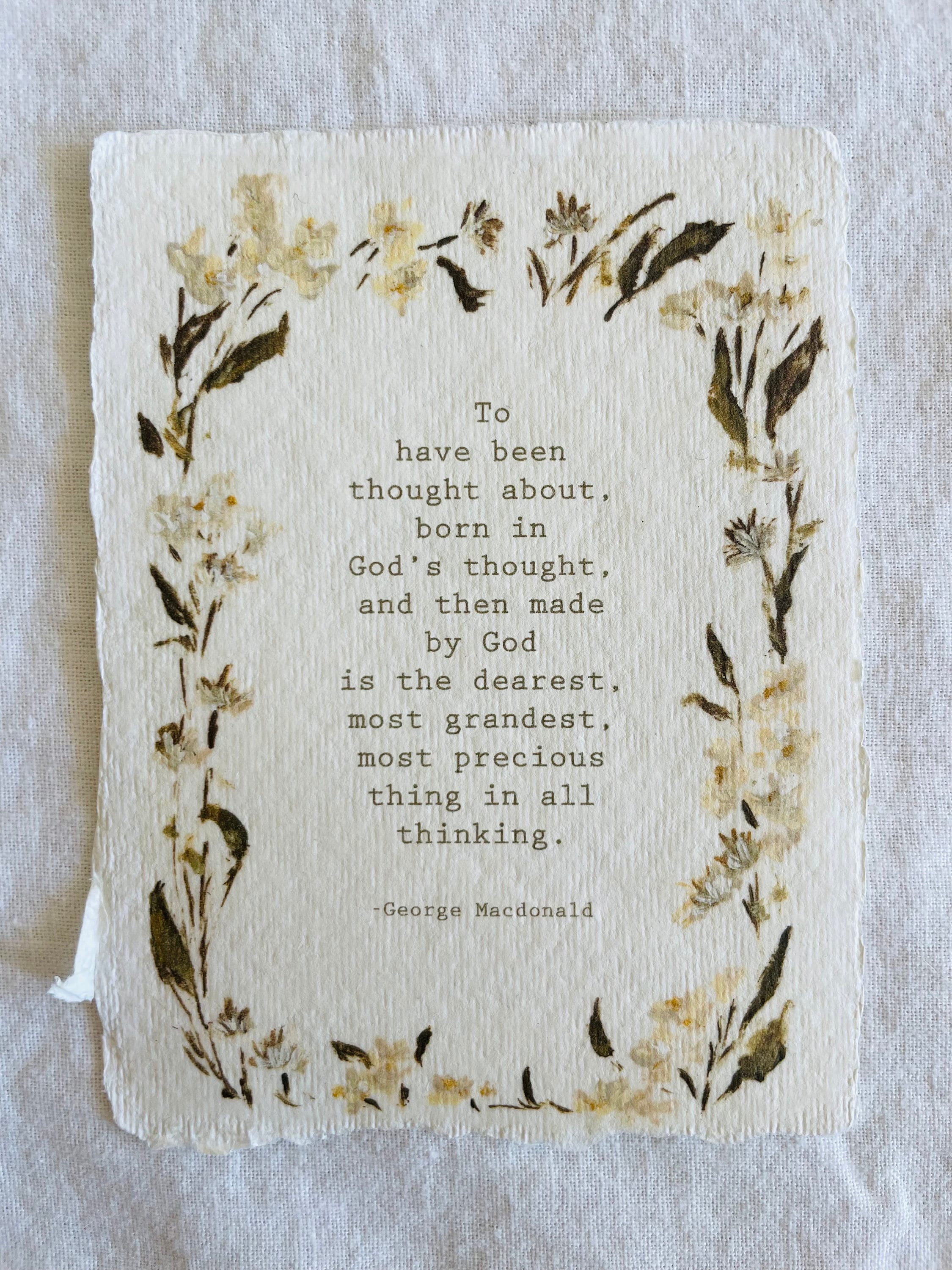Floral Wreath Art Print With Quote | Handmade Paper Print ...