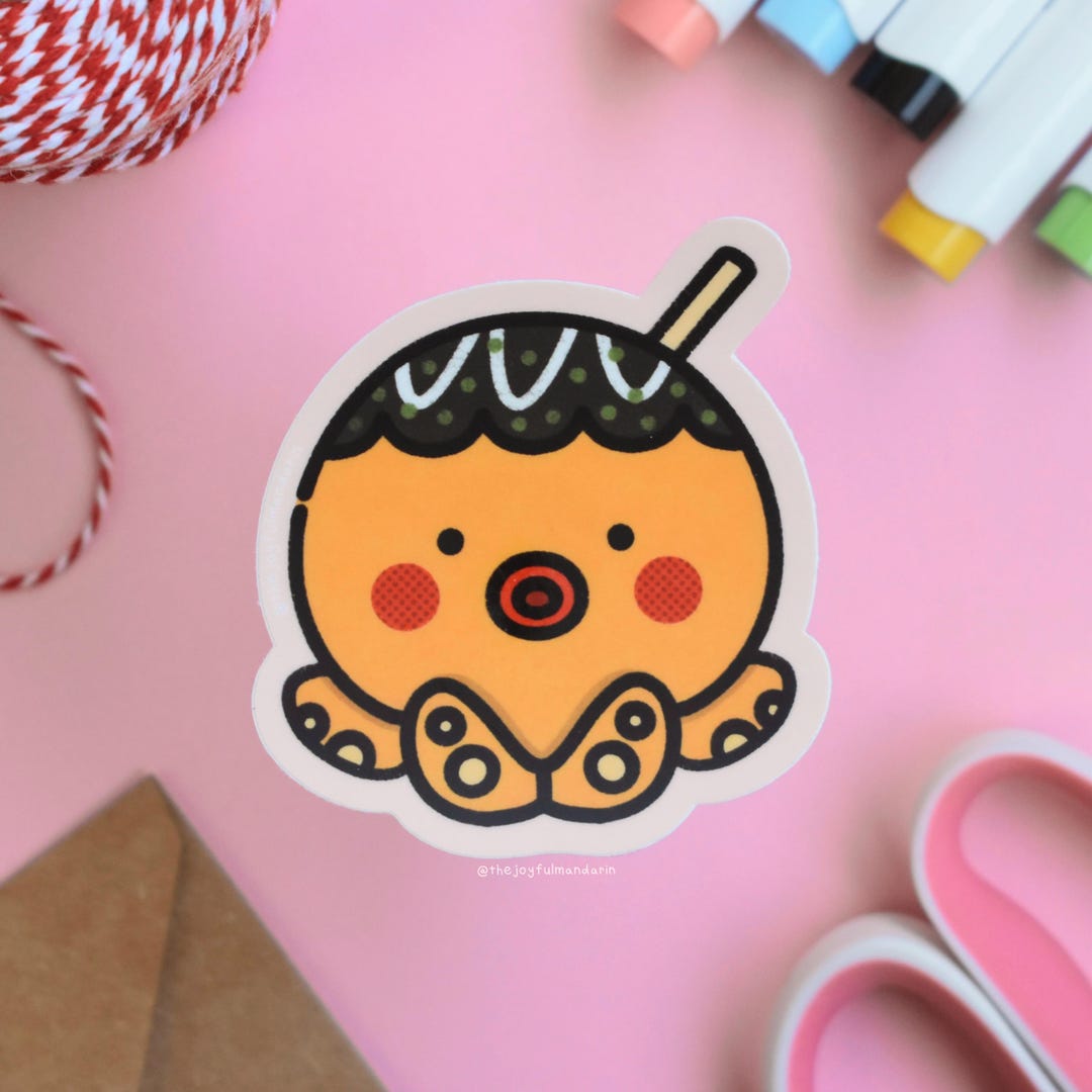 Takoyaki Vinyl Sticker, Asian Street Food Journal Planner Decal, Cute ...