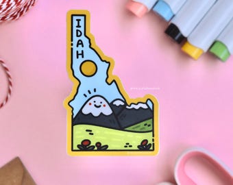 Idaho State Map Vinyl Sticker, Idaho Decal, Water Bottle Sticker ...