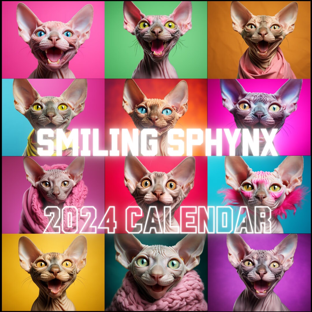 Smiling Sphynx Calendars 2024 A3 & A4 Hanging Calendars Funny Calendar ...