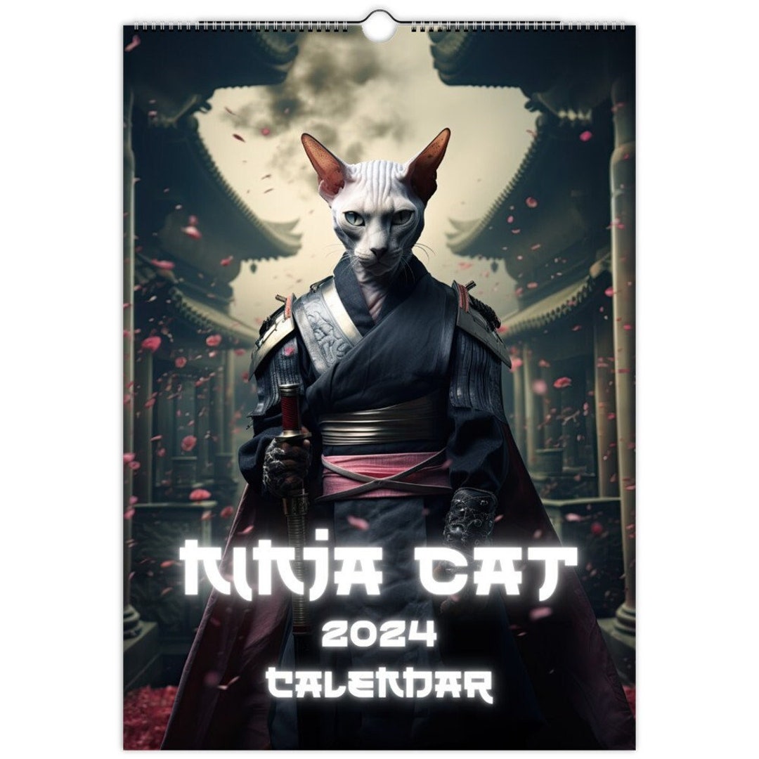 Ninja Cat Calendars 2024 A3 & A4 Hanging Calendars Funny - Etsy