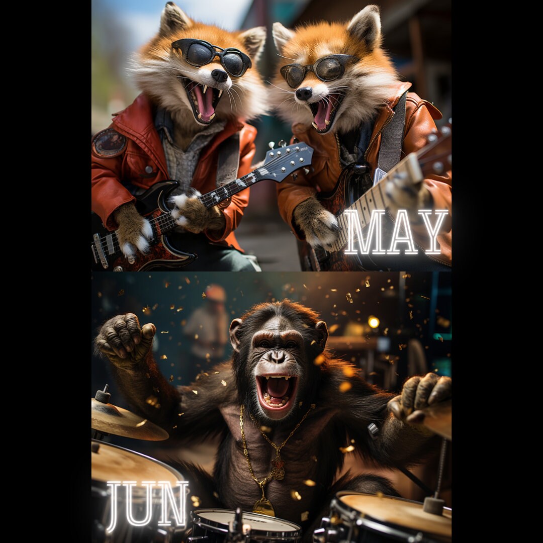 Animal Rockers Calendars 2024, A3 & A4 Hanging Calendars, Funny ...