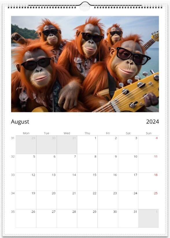 Animal Rockers Calendars 2024, A3 & A4 Hanging Calendars, Funny ...