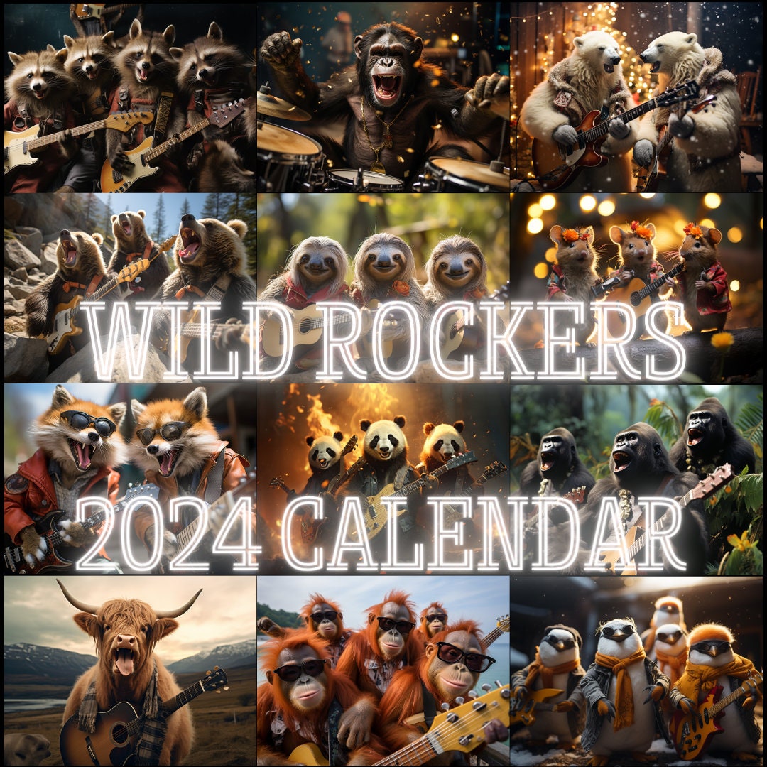 Animal Rockers Calendars 2024, A3 & A4 Hanging Calendars, Funny ...