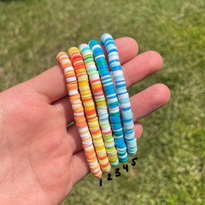 Heishi Sunset Bracelet Handmade Pink, Orange, Yellow, and White ...