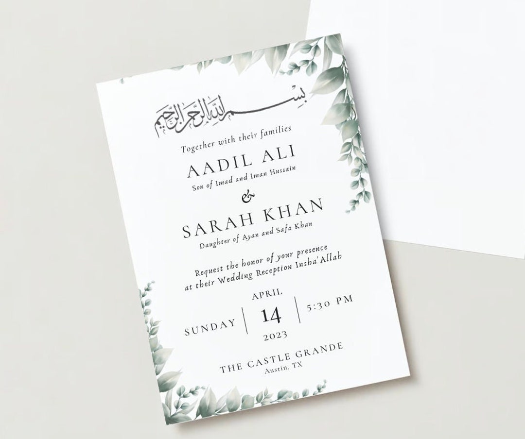 Classic Elegant Muslim Nikkah Wedding Card - Etsy