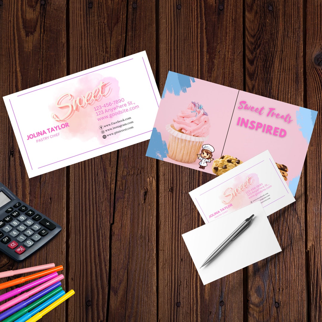 Business Card, Calling Card Printable, Bakers Card, Editable Card, - Etsy