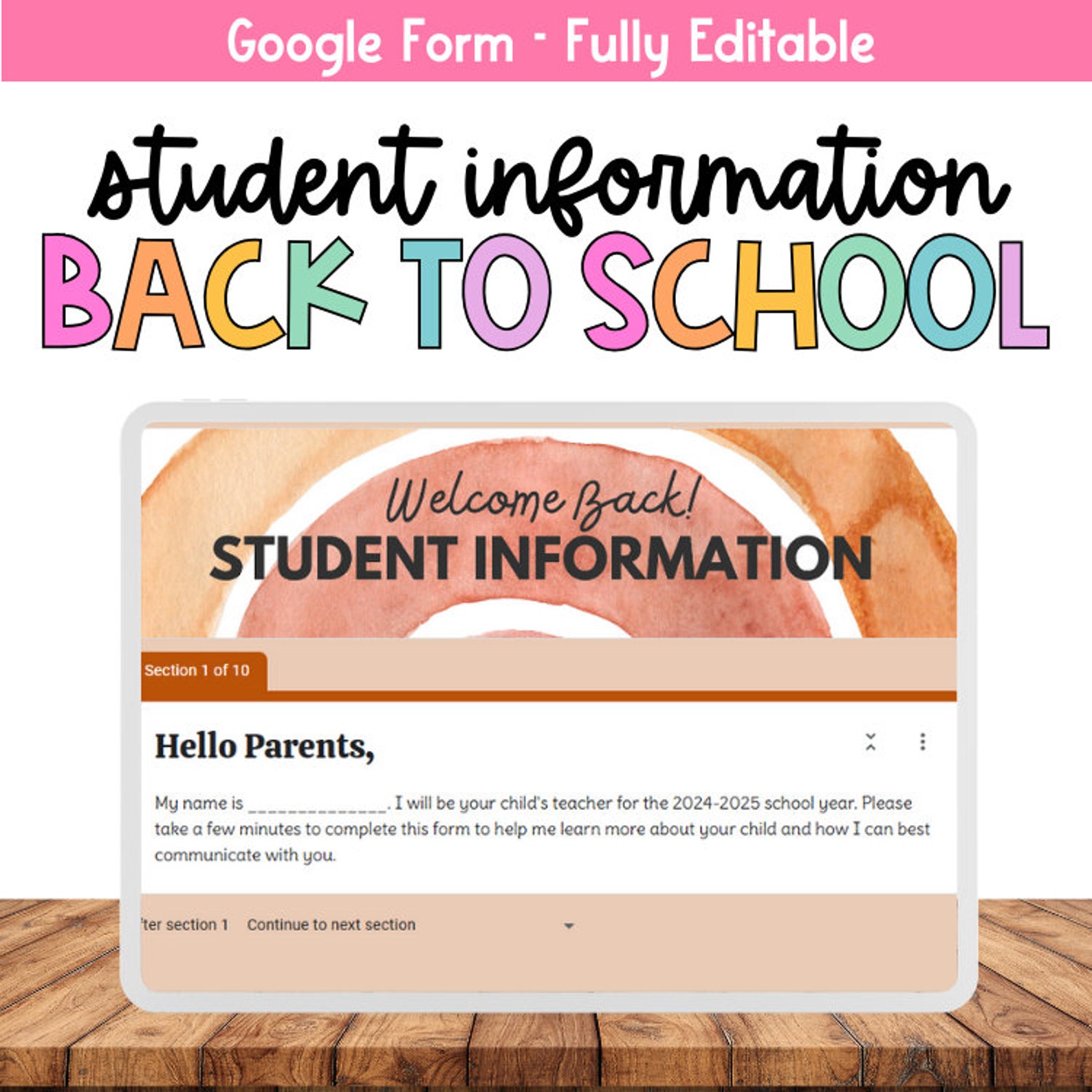 Student Information (google Form) Back to School EDITABLE | Boho ...