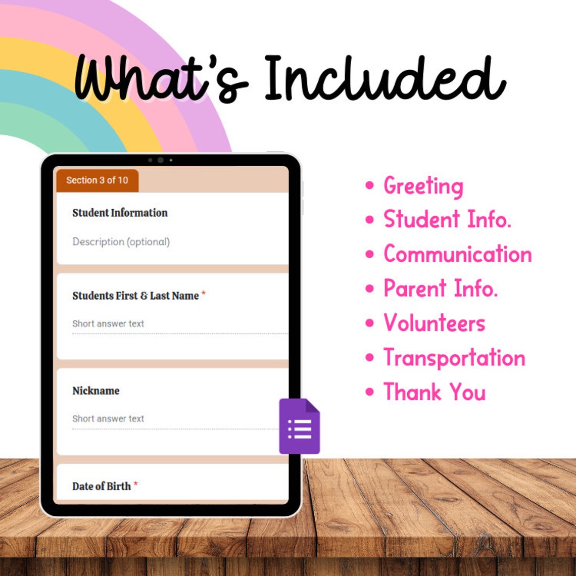 Student Information (google Form) Back to School EDITABLE | Boho ...