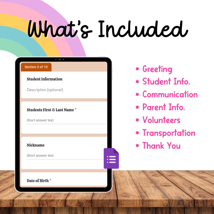 Student Information (google Form) Back to School EDITABLE | Boho ...