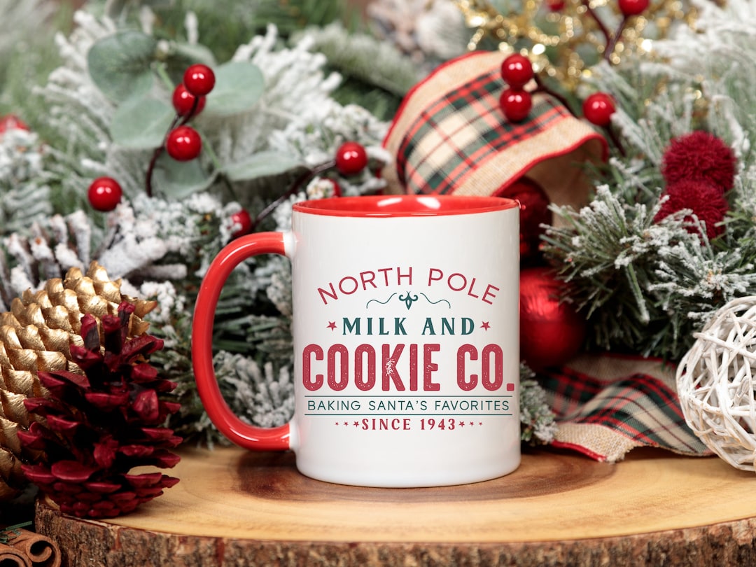 Two Tone Christmas Coffee Mug, Milk and Cookie Mug, Holiday Coffee Mug ...