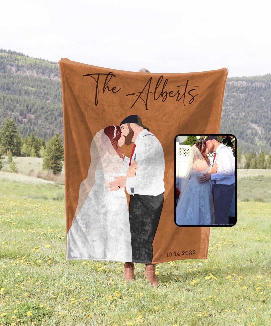 Custom Photo Blanket, Custom Portrait Blanket, Personalized Throw ...
