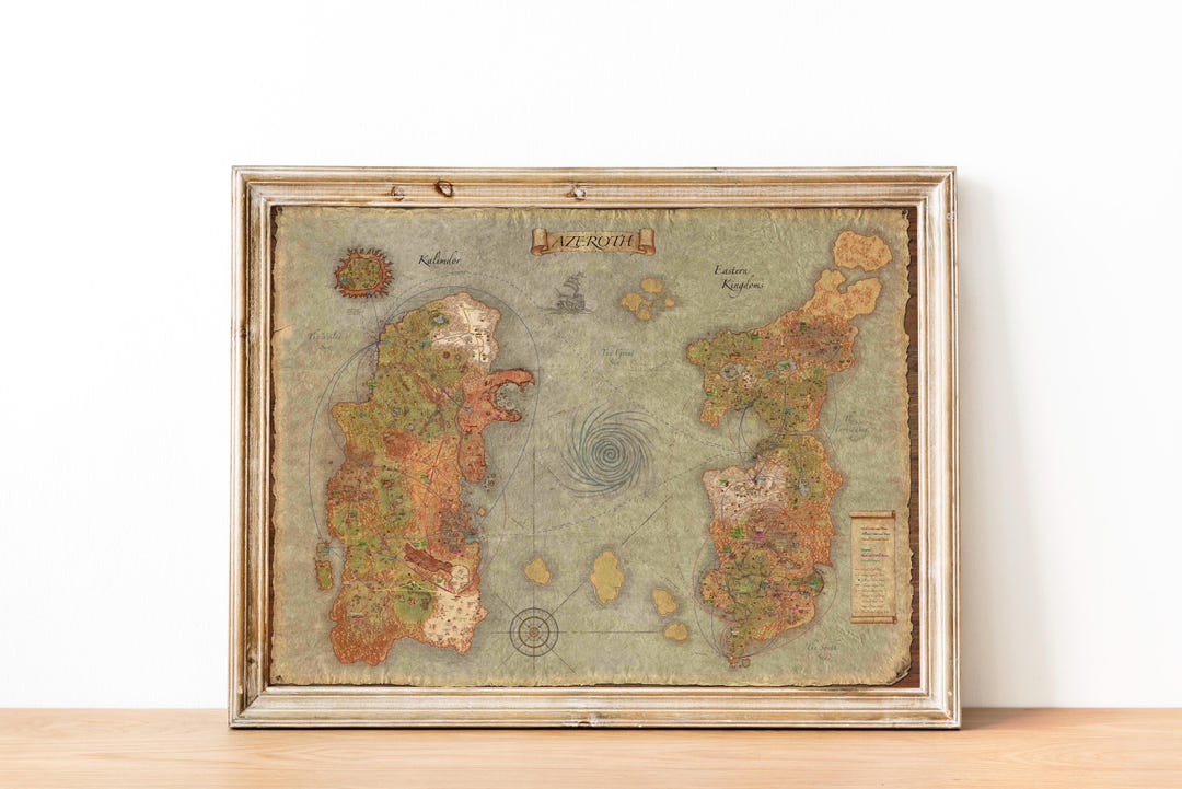 Vintage Fantasy World Map Print – Enchanted Game Realm Poster (digital ...