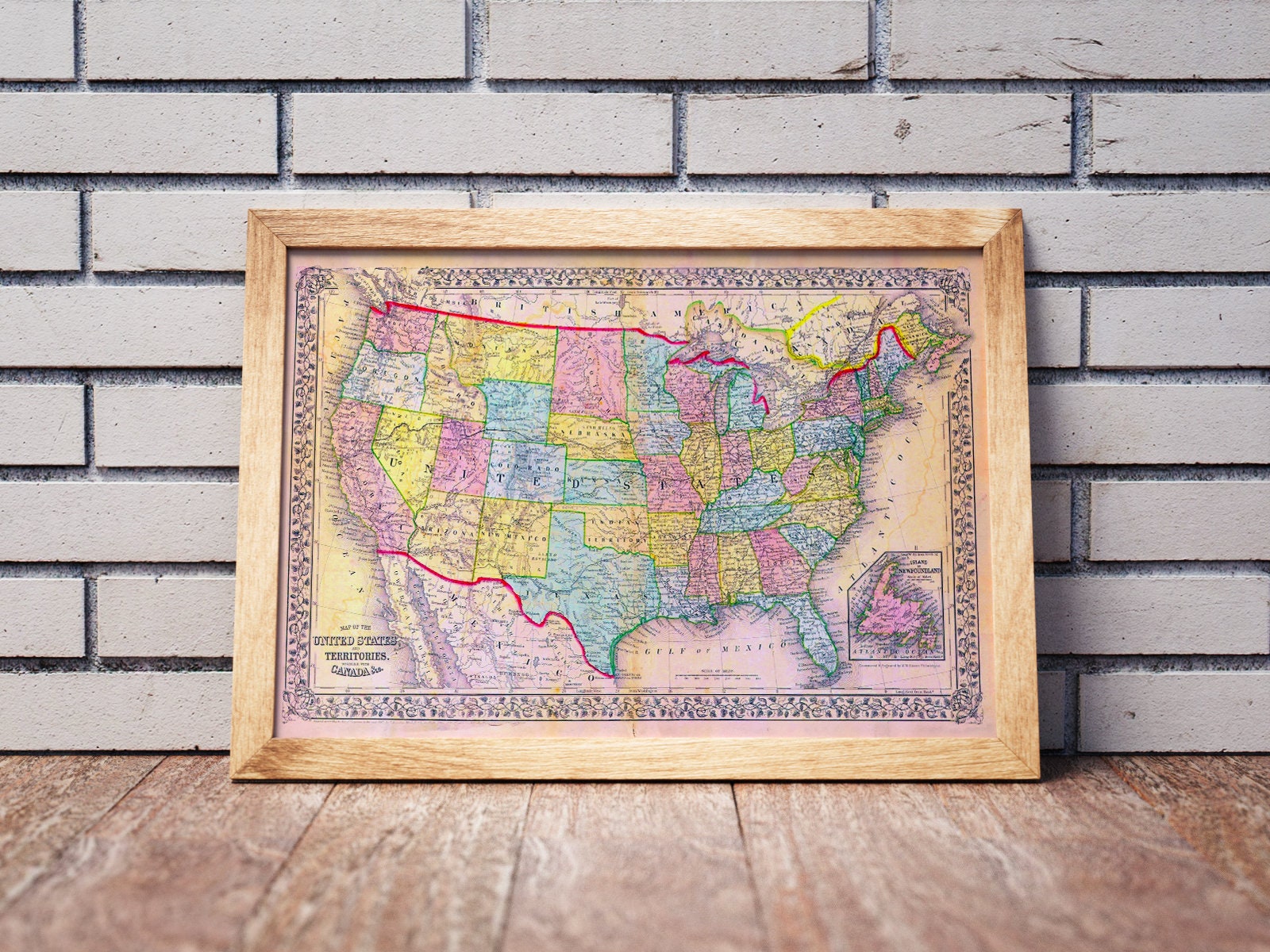United States Map, Old Map of United States 1867 Vintage Map, Old Map ...