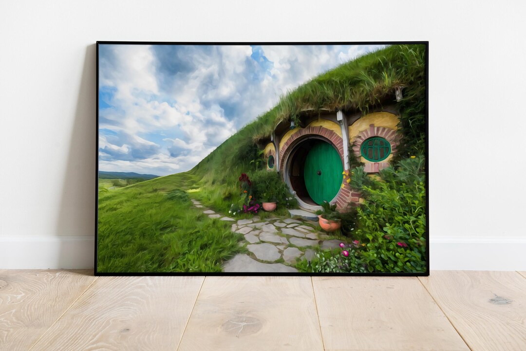 Hobbiton Inspired Digital Oil Painting, New Zealand Wall Poster - Etsy